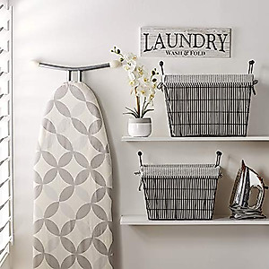 DII Metal Farmhouse Lined Basket, Contemporary Storage Container, Ticking Stripe, Assorted