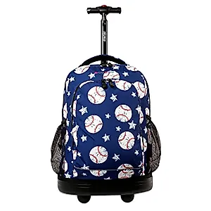 J World New York Kids' Sunny Rolling Backpack Adults, Base Ball, One Size,17 X 11.5X 5.5" (H X W X D)"
