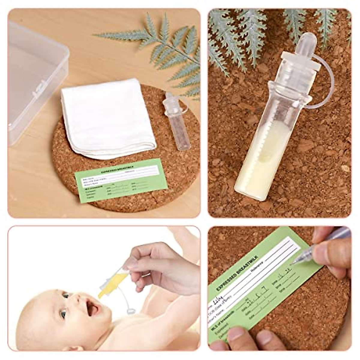 haakaa Colostrum Collector with Storage Case Set, Included 1 pc Reusable Cotton Wipe and Storage Box (0.1oz/4ml, 6 pcs)