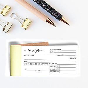 2 Packs 50-Set Receipt Pad, Carbon Duplicate Copy Sales Receipt Form, Invoice Booklet for Stores, Warehouses, Offices, and Restaurants, 6x3 Handheld, 2-Part Carbonless-White/Yellow.