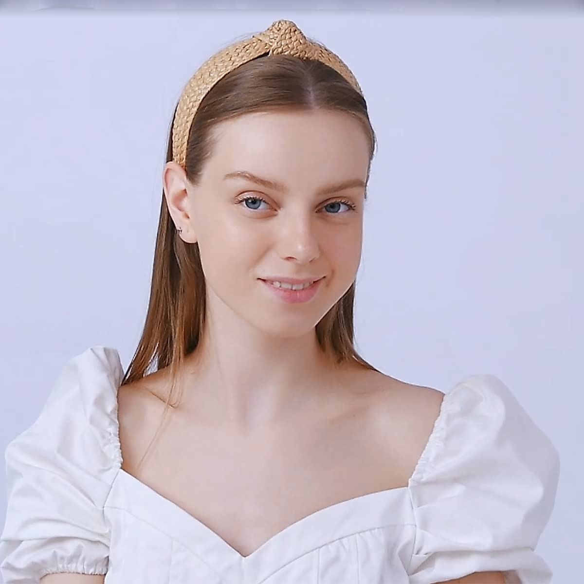 Lvyeer Rattan Wide Boho Headband - Knot Woven Headwear for Woman Girl Hair Accessories