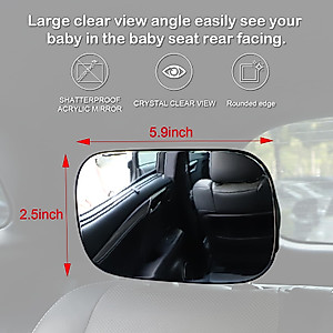 LivTee Baby Car Mirror, Car Seat Mirror for Baby Rear Facing with Adjustable Wide Angle Clear View for Facing Infant, 100% Shatterproof, Crash Tested and Certified - Car Interior Accessories