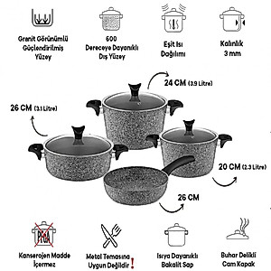 TAOBAO Cookware Set Black Pan With Lid Cutlery Collection Cookware Cutlery Cookware Nonstick Kitchen Supplies