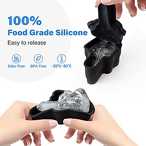 Middle Finger Ice Cube Mold, Easy-Release Silicone, Fun Shapes, Leak, Reusable, Dishwasher Safe, BPA Free, Idea for Whiskey, Cocktails, Coffee, Drinks, and Funny Middle Finger Present (Black)