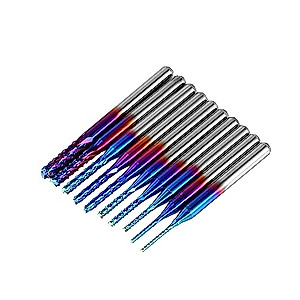 VEVOR 40pcs End Mills CNC Router Bits, 1/8" Shank, CNC Cutter Milling Carving Bit Set, Including 2-Flute Flat Nose & Ball Nose End Mill, Nano Blue Coat & Titanium Coat CNC Bits, for Milling Machine