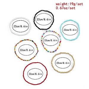 kelistom Boho Anklet for Women Teen Girls Handmade Elastic Beaded Ankle Bracelets for Women Summer Foot Jewelry (7PCS)