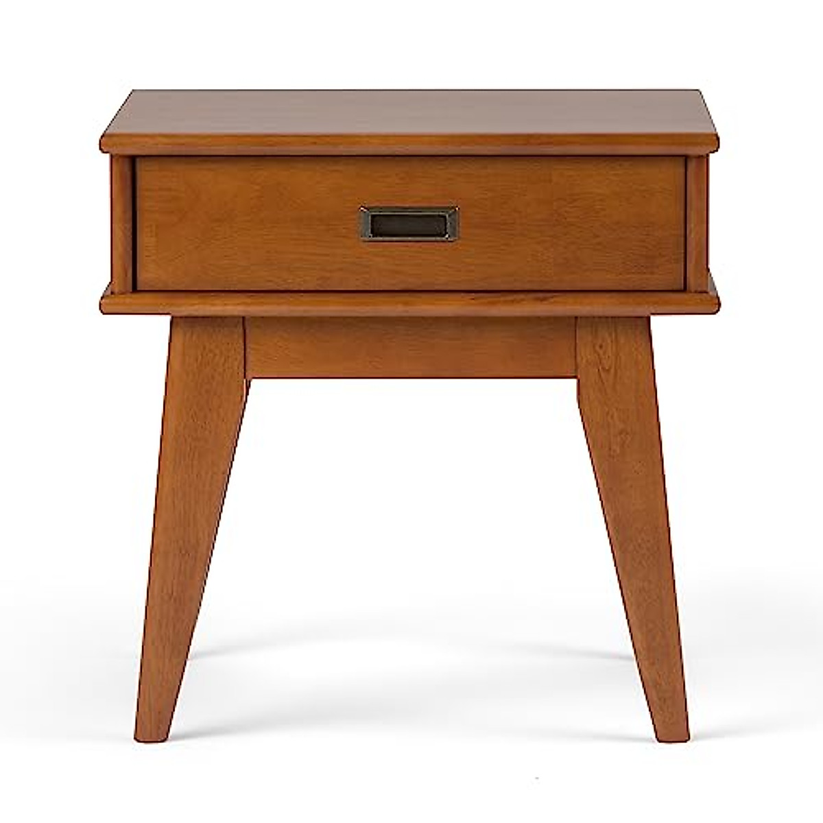 SIMPLIHOME Draper Solid Hardwood 22 inch wide Rectangle End Side Table in Teak Brown with Storage, 1 Drawer, for the Living Room and Bedroom