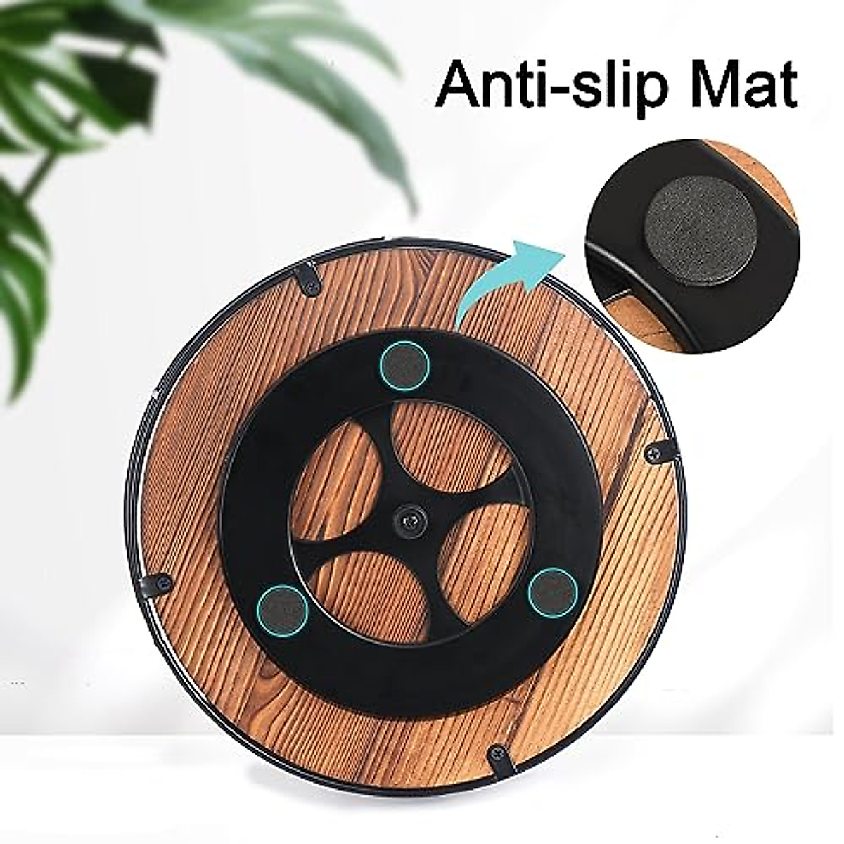 12" Lazy Susan Organizer - Non-Skid Wood Turntable Organizer for Cabinet, Pantry, Kitchen Countertop, Refrigerator, Spice Rack, Carbonized Black