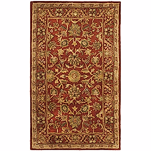 SAFAVIEH Antiquity Collection 2'3" x 4' Red / Red AT52E Handmade Traditional Oriental Premium Wool Accent Rug
