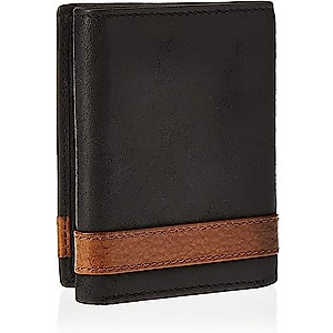Fossil Men's Quinn Leather Trifold with ID Window Wallet, Black, (Model: ML3645001)