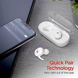 HyperGear Active True Wireless Bluetooth Earbuds + Portable Pocket-Sized Charging Case [Quick Pairing] Noise Cancelling Mic., Built-in Touch Control, HD Stereo Sound, IPX5 Waterproof (White) 15127