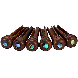 Blisstime 6pcs Rosewood Guitar Bridge Pins Inlaid Abalone Dot Acoustic Guitar Replacement Parts
