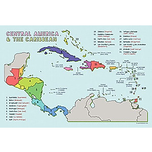 Quarterhouse Spanish Language Country Maps for the Classroom - Spain, Mexico, Central America/Caribbean, & South America Poster Set, Spanish Classroom Learning Materials for K-12 Students and Teachers, Set of 4, 12 x 18 Inches, Extra Durable