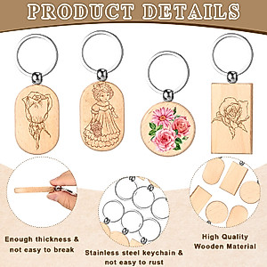 Fumete Wooden Keychain Blanks Wood Engraving Unfinished Key Chain with Storage Container for DIY Gift Craft Supplies(24 Pcs)