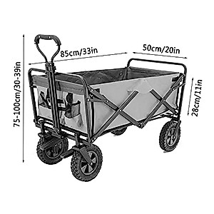 Outdoor Folding Utility Wagon Heavy Duty Shopping Push Wagon, Creative Outdoor Collapsible Wagon Cart, Garden Trolley with Seat Belt, Load-Bearing 100kg / 220lbs