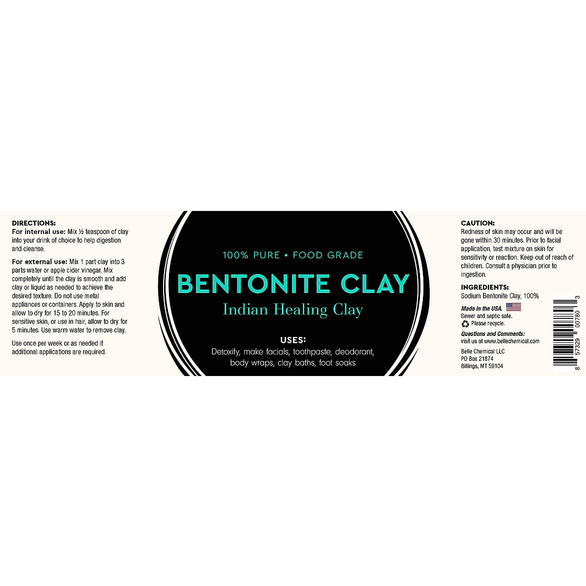 Food Grade Sodium Bentonite Clay - Powder - 1 Pound