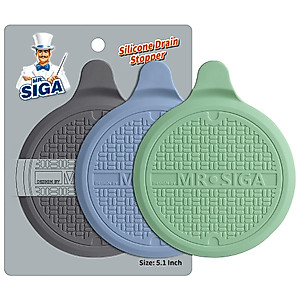 MR.SIGA Silicone Bathtub Stopper, Drain Stopper for Shower, Sink, 5.1" Diameter, 3 Pack