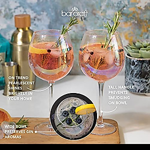 Barcraft Balloon Gin Glasses, Rainbow-Pearl Iridescent, 500 ml, Set of 2, Gift Boxed, 2 Set