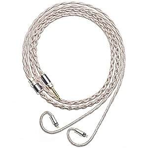 FSIjiangyi 0.78mm 2 Pin Cable 4.4mm 6N Single Crystal Copper Braid Earphone Cable 2Pin IEM Cable for EM2 EM1 King 2 KXXS S8 Aria RE2000 LCDi4 Legend X VE2 VE6 A12t N8t Replacement Cable (4.4mm Plug)