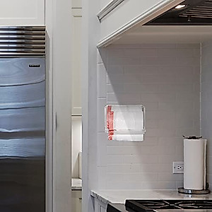 Aphbrada Extra Large Trash Bag Dispenser Roll Holder, Wall Mount Acrylic Garbage Bag Dispenser Roll Holder for Kitchen Cabinet, Trash Waste Bin Liners Organizer Under Sink, Clear