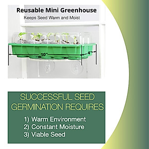 Window Garden 20 Cavity Seed Propagation Kits (2) and Greenhouse Seed Starter Kit – Mini Reusable Plastic Indoor Seed Starter Tray with Dome and Soil Pods for Starting Seeds