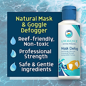 STREAM 2 SEA Mask Defog, Reef Friendly Defogger Coating Anti Fog Mask for Glasses, Snorkel Mask, Scuba Divers, Ski Goggles and Sports Glasses Equipment