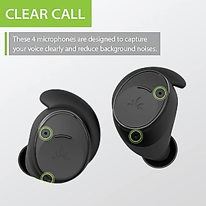 Avantree Ace Bluetooth 5.2 True Wireless Earbuds with aptX Adaptive Audio, App Function, Noise Isolating, 4 Clear Voice Capture Microphones, Volume Control, 36H Earphones, Secure Fit Earfin