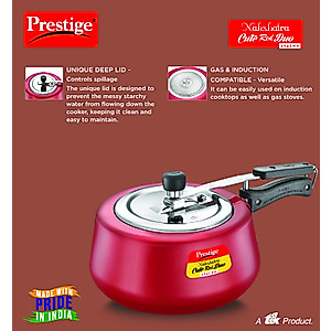 Prestige Nakshatra Cute Red Duo Svachh Aluminium Inner Lid Pressure Cooker 3.0 Litre (Powder Coated), Medium (10765)
