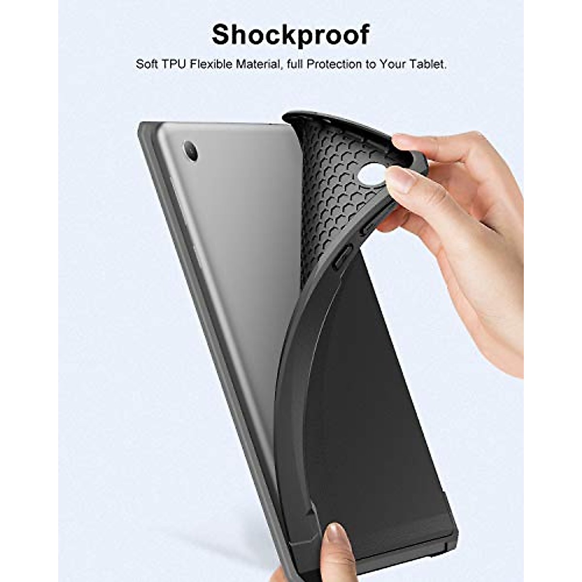 INFILAND Metrobyt-Mobile Alcatel Joy Tab 2 Case, Tri-Fold Soft Frame Cover Case Compatible with Metrobyt-Mobile Alcatel Joy Tab 2 8-inch 2020 Release Model 9032Z Tablet Only, Black