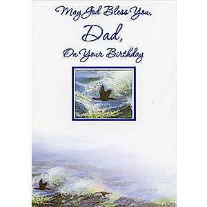 Designer Greetings Bird Silhouette Inside Blue Foil Die Cut Window Religious/Inspirational Birthday Card for Dad