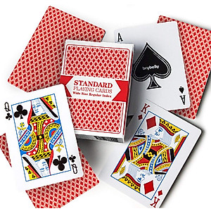 Blackjack Basics Set - Includes Blackjack Dealer Shoe + Discard Tray & 12 Decks of Plastic-Coated Playing Cards (6 Red, 6 Blue) - Casino-style Card Game Pack for Gambling Games & Family Game Night