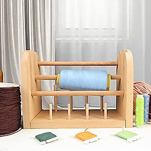 PhantomSky Wooden Spinning Yarn, Thread Holder/Thread Rack Multifunctional with 11 Vertical Spindles - for Sewing, Quilting, Embroidery, Hair-braiding, DIY Making