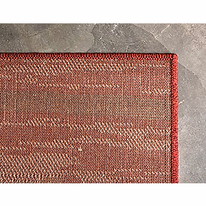 Unique Loom Autumn Collection Modern Contemporary Casual Abstract Area Rug, Rectangular 5' 0 x 8' 0, Terracotta/Burgundy Border
