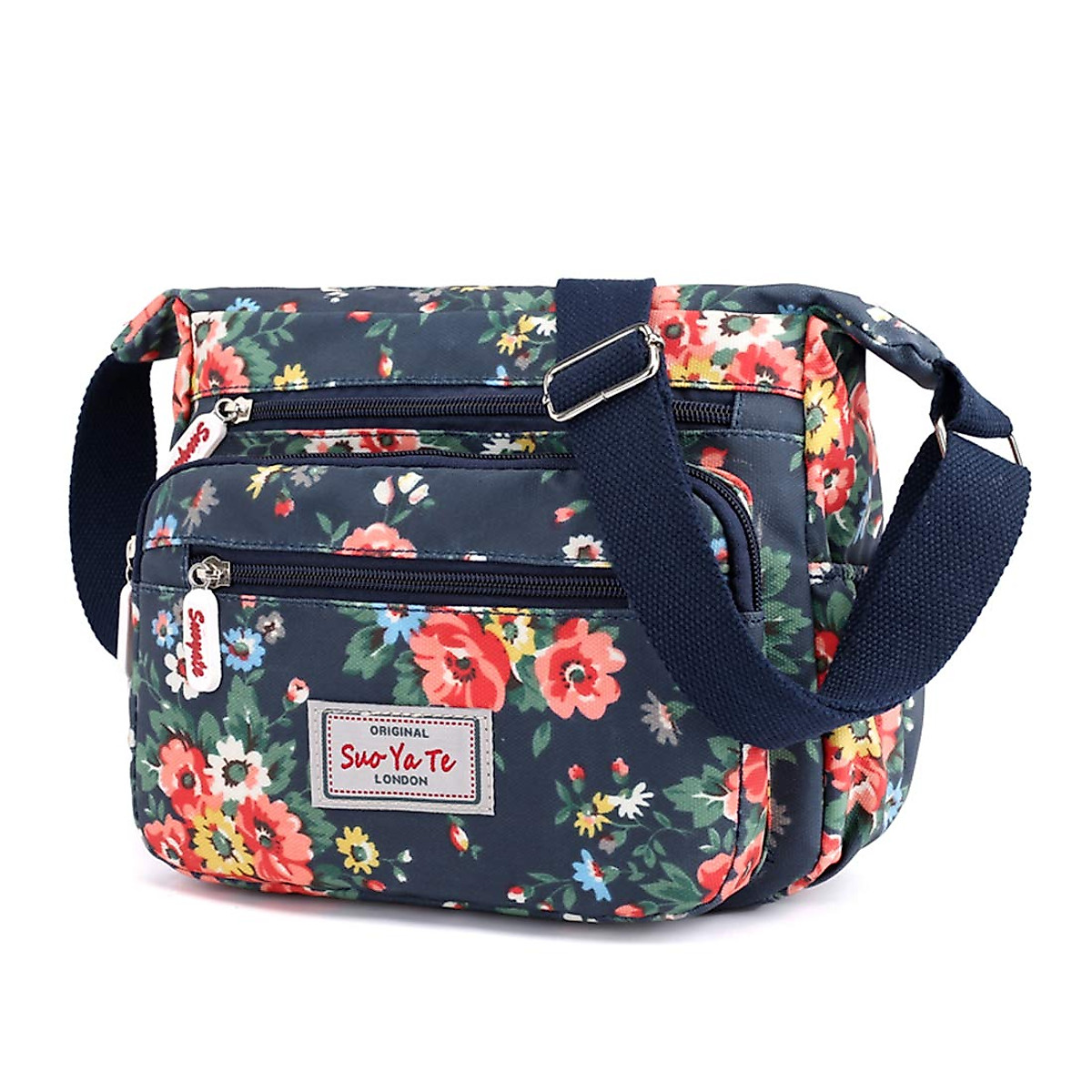 Casual Nylon Floral Shoulder Bag For Women Crossbody Bag Messenger Bags Travel Handbags With Adjustable Strap Waterproof (rosebush)