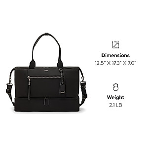 TUMI - Voyageur Contine Weekender - Bag for Travel, Business & More - Travel Weekender Bag for Women & Men - Traveling Bags - Black & Gunmetal Hardware - 12.5" X 17.3" X 7.0"