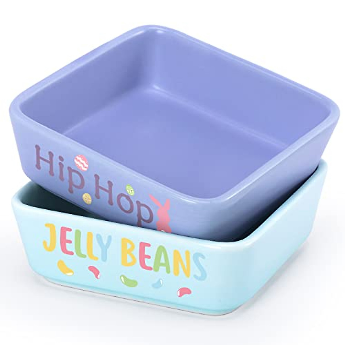 Easter Mini Candy Dish Set of 2 Ceramic Bowl for Tiered Tray Decor Jelly Beans Hip Hop Bunny Easter Egg Table Shelf Decorations Cookie Spring Party Farmhouse Home Decor Housewarming Gift Idea