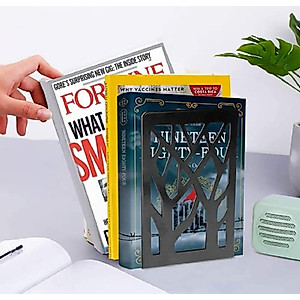 Ruoxian 3 Pairs Tree Branches Book Ends Metal Nonskid Bookends Heavy Duty Bookshelves Organizer Office Book Ends for Shelves, Bookend, Book Ends for Heavy Books (Black-3 Pairs)