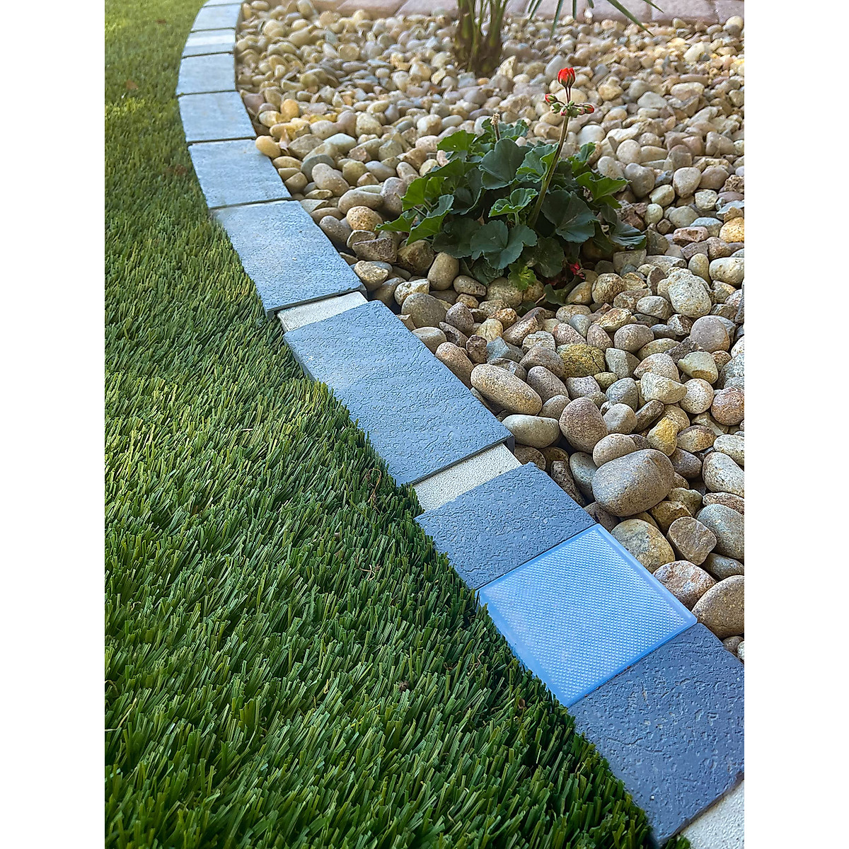 Let's Edge It! Decorative Plastic Brick Edging with 4 Built-in Solar Lights, Terra Cotta, 20-Foot Kit - Argee RG820SG, Gray