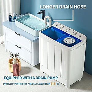 VCJ Portable Washing Machine, Twin Tub Washing Machine Laundry Compact Washer spinner Combo with 28lbs capacity, 18Lbs Washer and 10Lbs Spinner dryer for Apartments RVs and Dorms