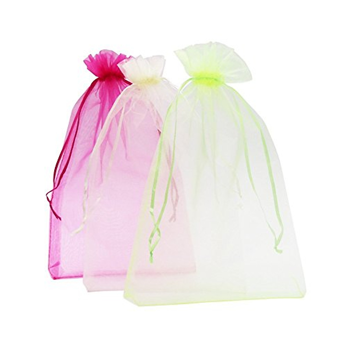 SumDirect Big Organza Gift Bags - 100Pcs 8x12 Inches Big Mesh Bags, Christmas Organza Gift Party Favor Bags with Drawstring