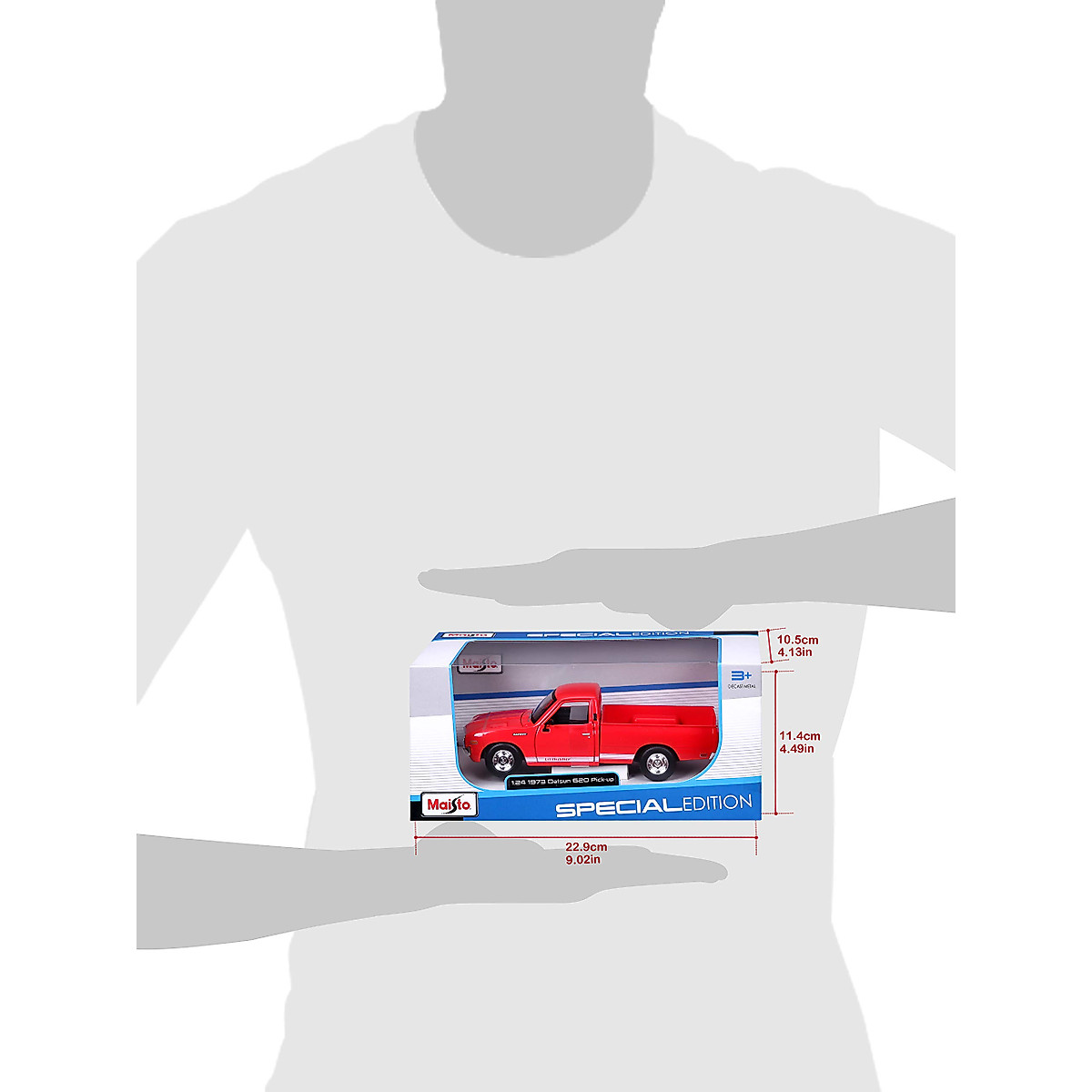 Maisto Datsun 620 Pickup (1973) 1:24 Scale Model Car Opening Doors 20 cm Red (531522)