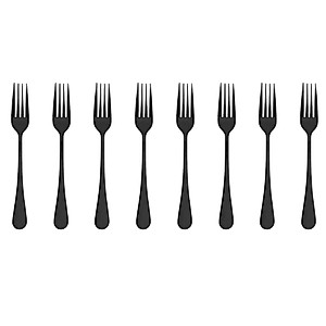 puzhlerMatte black 8-piece 304 Stainless Steel Salad Forks Dessert Forks Set, Dishwasher Safe, 6.7 Inches