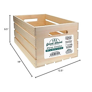 Good Wood by Leisure Arts Wooden Crate, Wood Crate Unfinished, Crates for Display, Crates for Storage, Wooden Unfinished, 18" X 12.5" X 9.5"