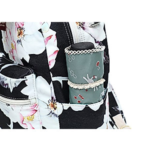 Canvaslove Canvas 15.6 inch Waterproof laptop backpack with USB Charging Port and Massage Cushion Straps for laptop up to 15 inch Men Women Outdoor Travel Backpack (Lotus)