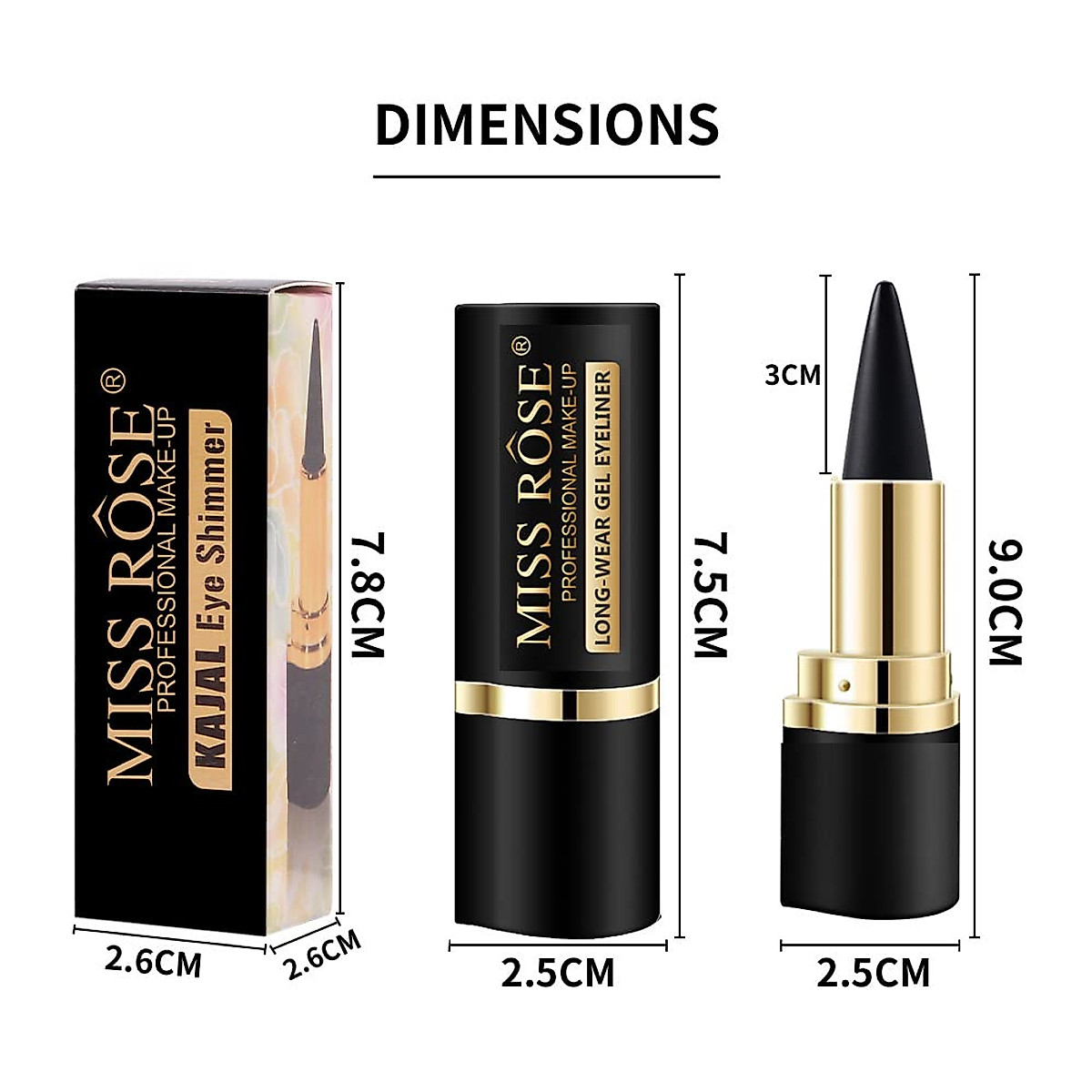 Aaiffey 2 Colors Gel Eyeliner Set,Quick-Dry Cream Eyeliner Waterproof and Smudge Proof Eye-liner Pencil Long-Lasting Matte Black Eyeliner Stick for Women Girls (04 Black+03 Brown)