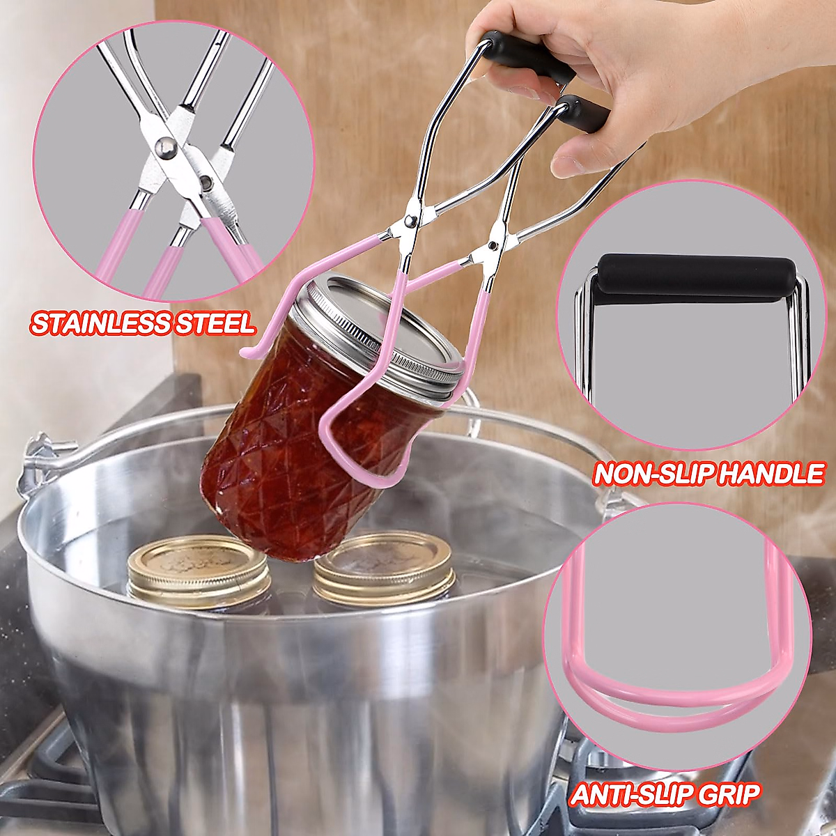 Canning Supplies Starter Kit with Stainless Steel Canning Rack and Accessories Tools, Includes Canning Jar lifter Tongs, Funnels,Lid lifter for Canning Pot, Water Bath& Pressure Canner