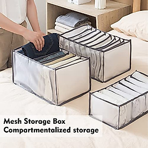 3 Pack Foldable Closet Drawer Organizer 7 Grids 9 Grids Washable Wardrobe Clothes Organizer Drawer Clothes Dividers Jeans T-shirt Legging Shirt Drawer Dividers Organizers