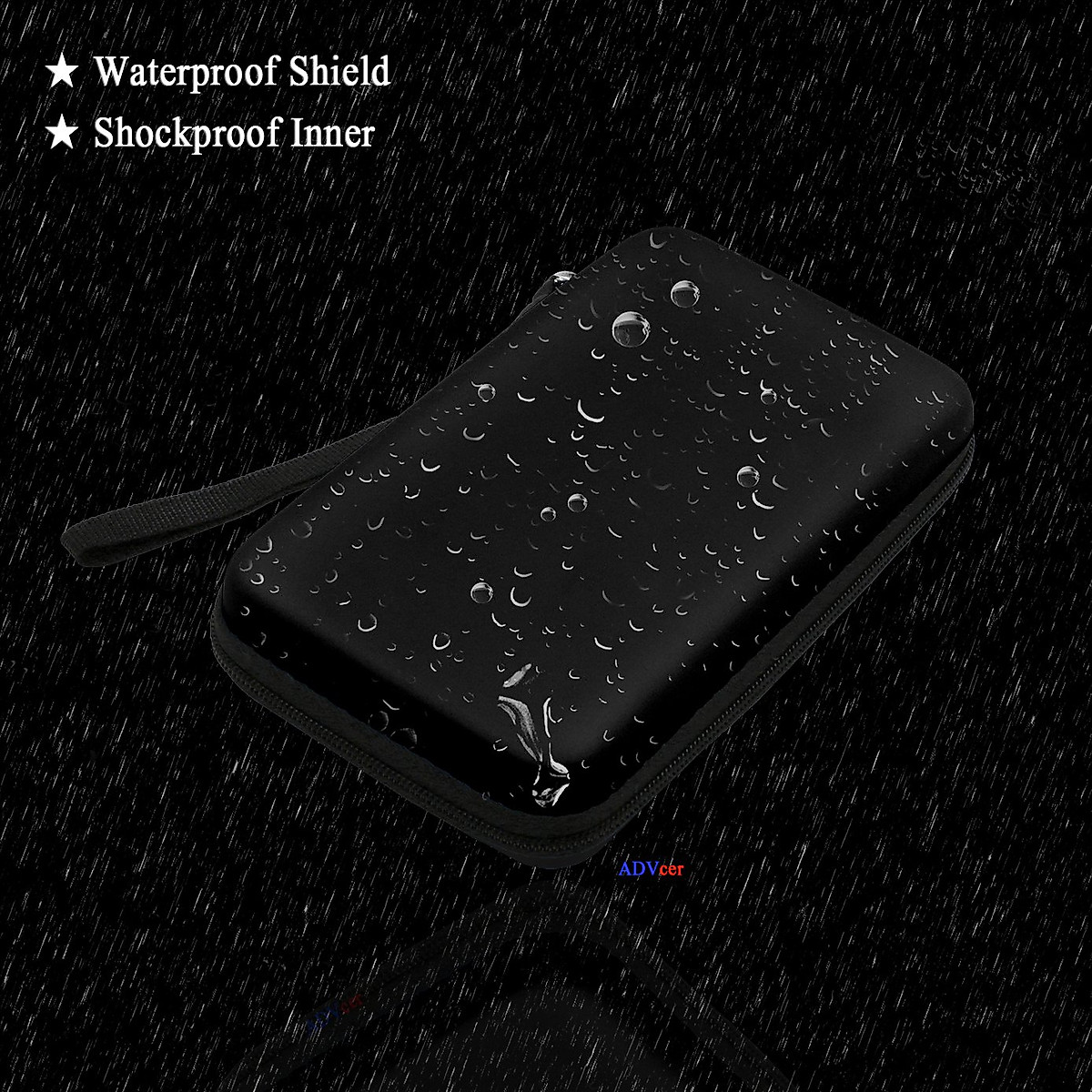 ADVcer 3DS Case, EVA Waterproof Hard Shield Protective Carrying Case with Detachable Hand Wrist Strap Compatible with Nintendo New 3DS XL, New 3DS, 3DS XL, 3DS, 3DS LL or 2DS XL or DSi, DS Lite, Black