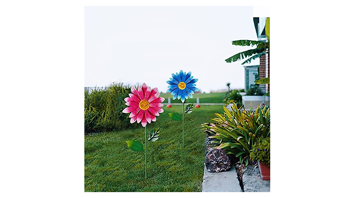Colorful Sunflower Garden Stakes - 2 Pack Outdoor Decor
