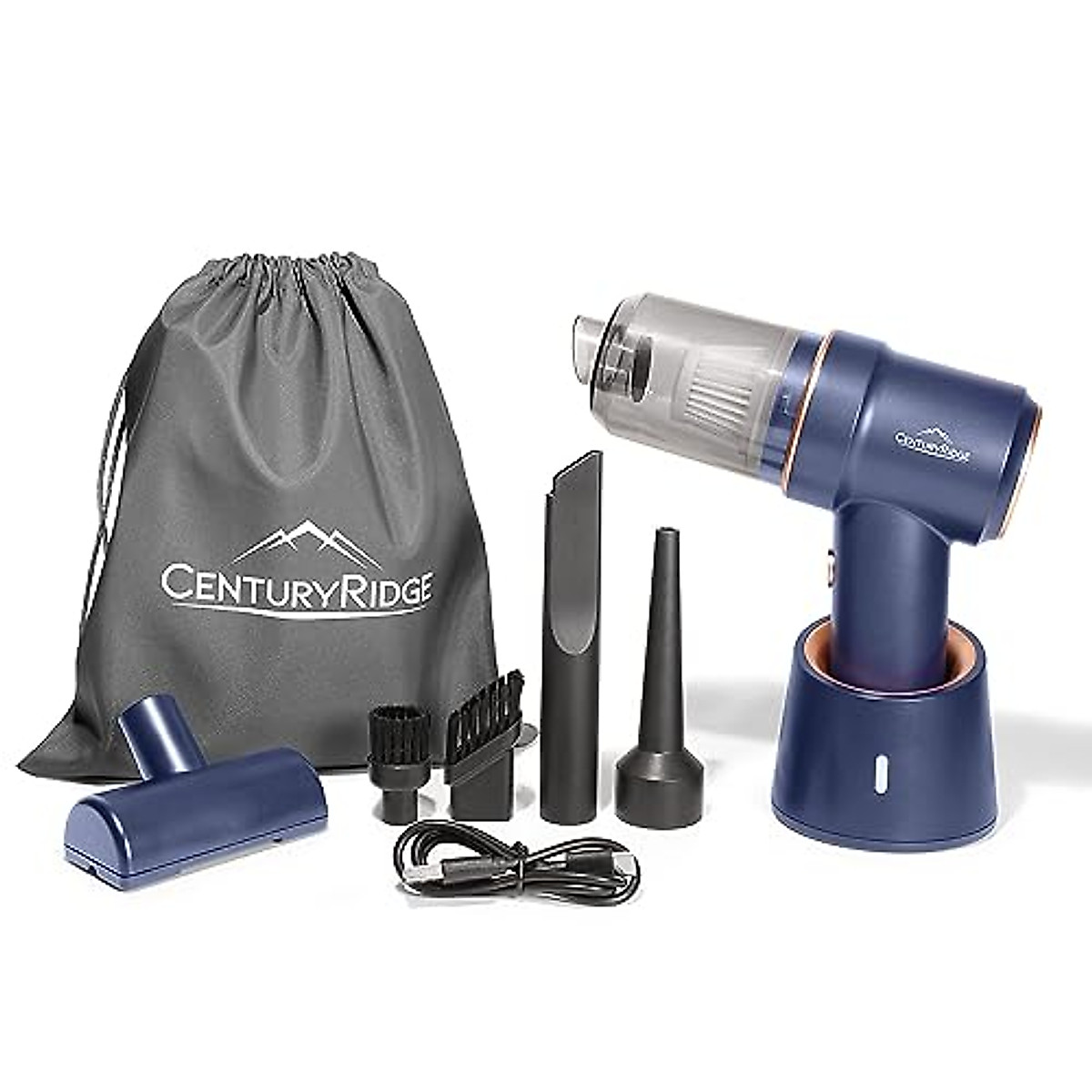 Century Ridge Cordless Car Vacuum, Portable Handheld Vacuum Cleaner 120W Lithium Ion Battery w/Charging Base Stand, 2-in-1 Mini Vacuum & Air Duster w/Attachments & Storage Bag